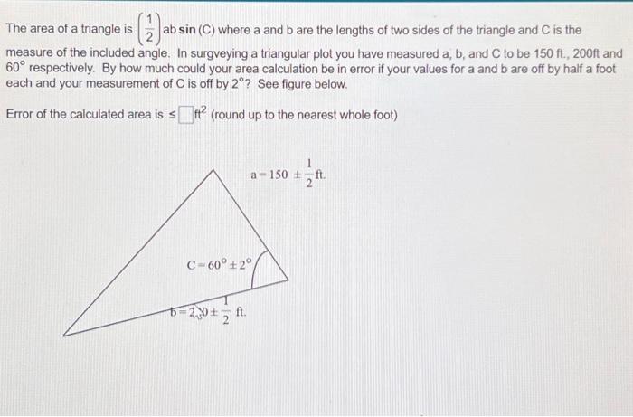 Solved (121) ab sin (C) where a and b are the lengths of two | Chegg.com