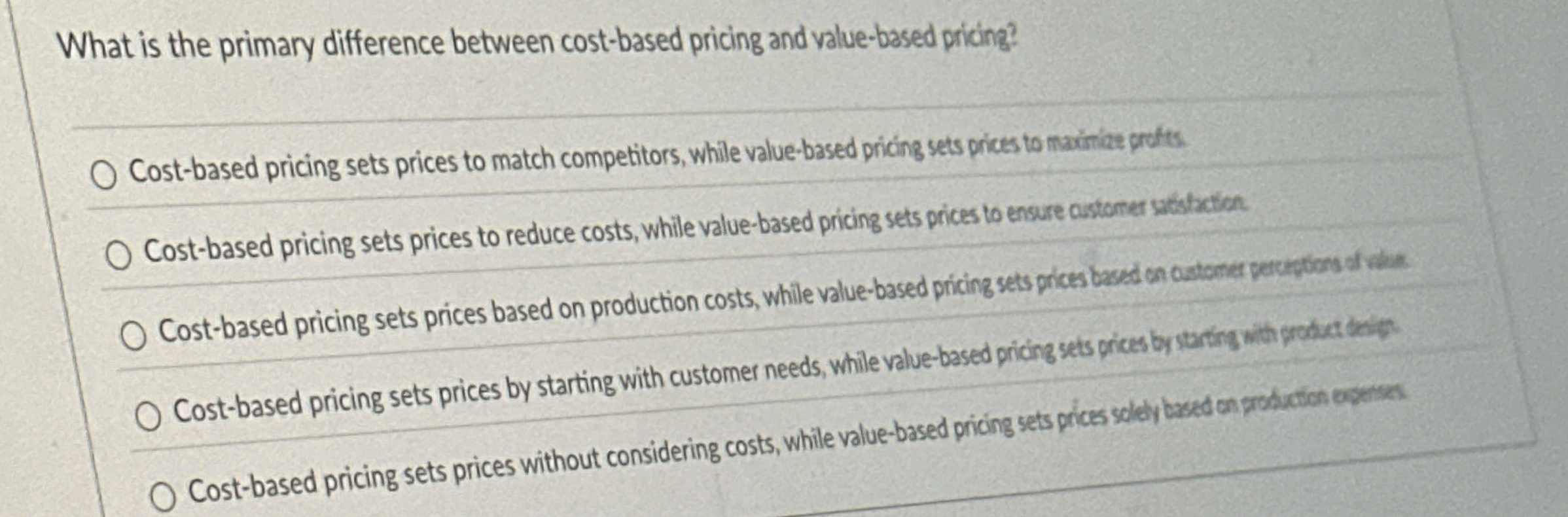 Solved What is the primary difference between cost-based | Chegg.com