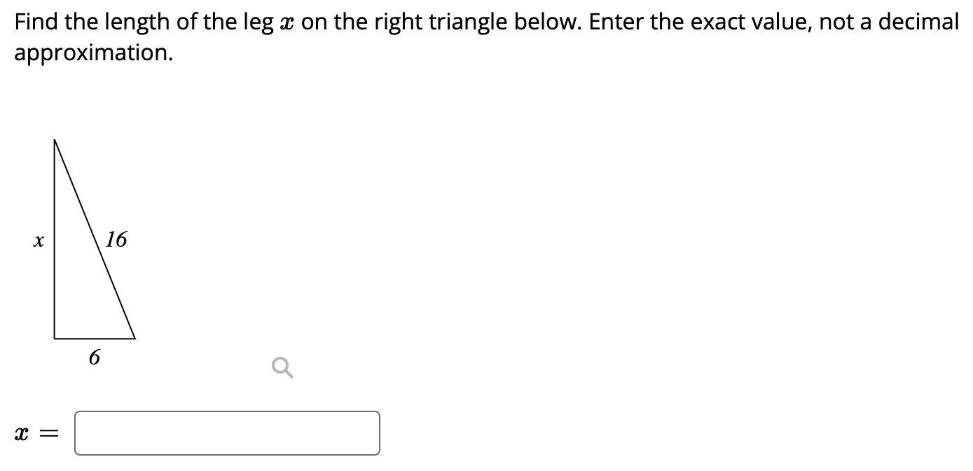 Solved Find the length of the leg x ﻿on the right triangle | Chegg.com
