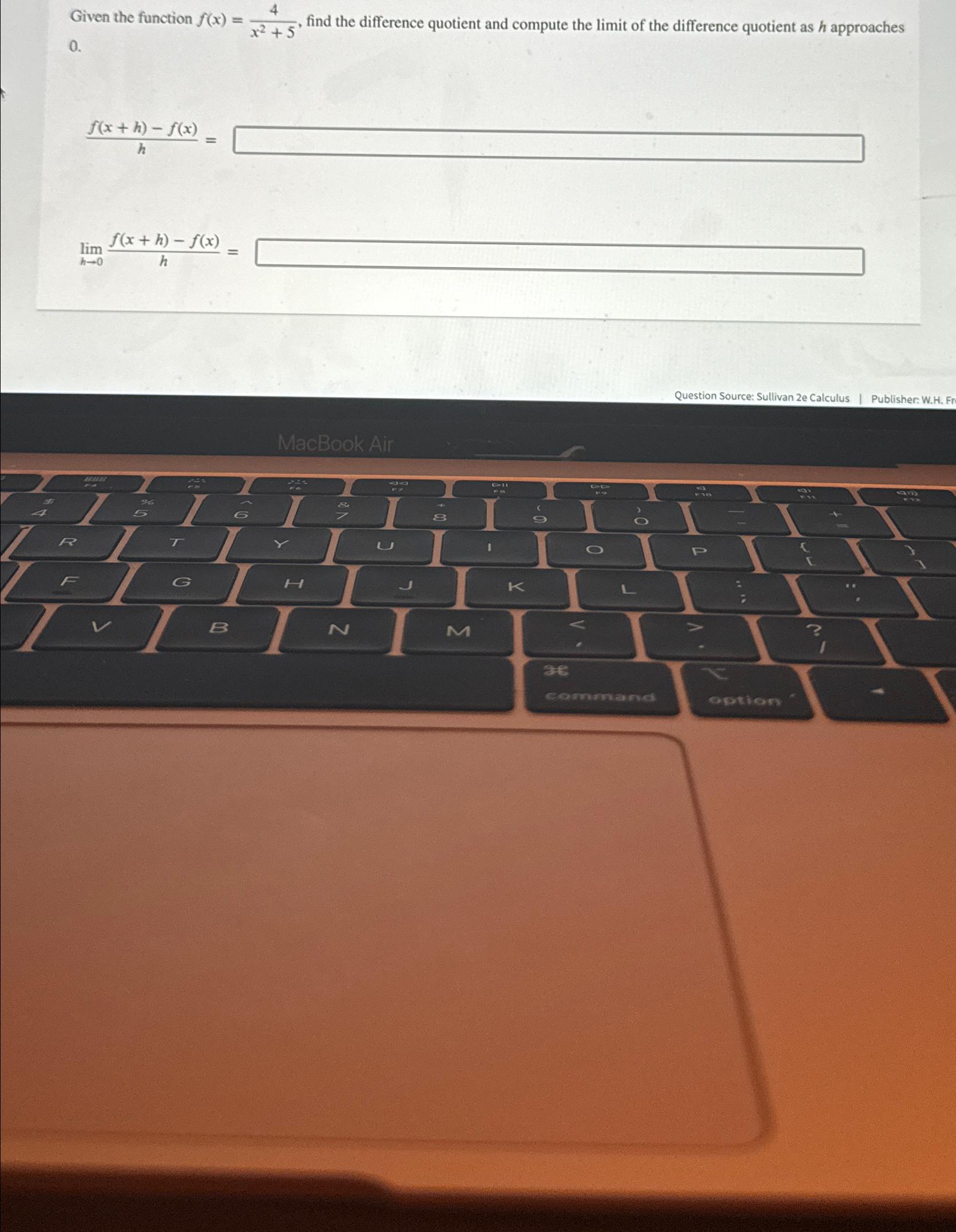 Solved Given the function f(x)=4x2+5, ﻿find the difference | Chegg.com