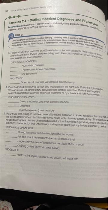 Exercise 7.3 - Inpatient Procedure Coding Guidelines | Chegg.com
