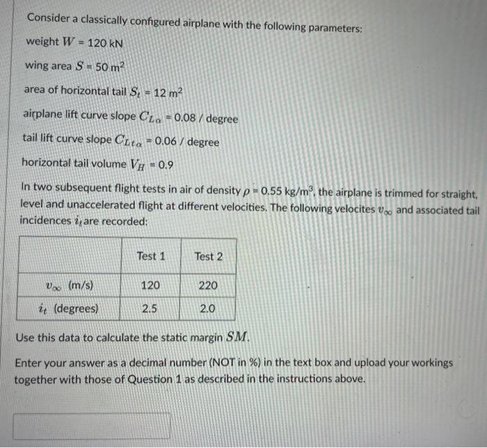 Solved Consider a classically configured airplane with the | Chegg.com