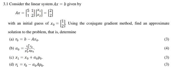 Solved 3.1 Consider the linear system Ax = b given by Ax = 6 | Chegg.com