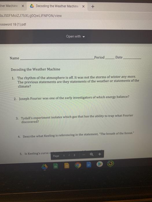 ther Machine x Decoding the Weather Machine X + | Chegg.com
