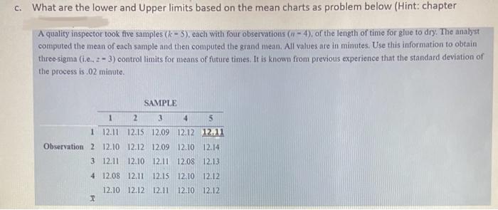 Solved What are the lower and Upper limits based on the mean | Chegg.com