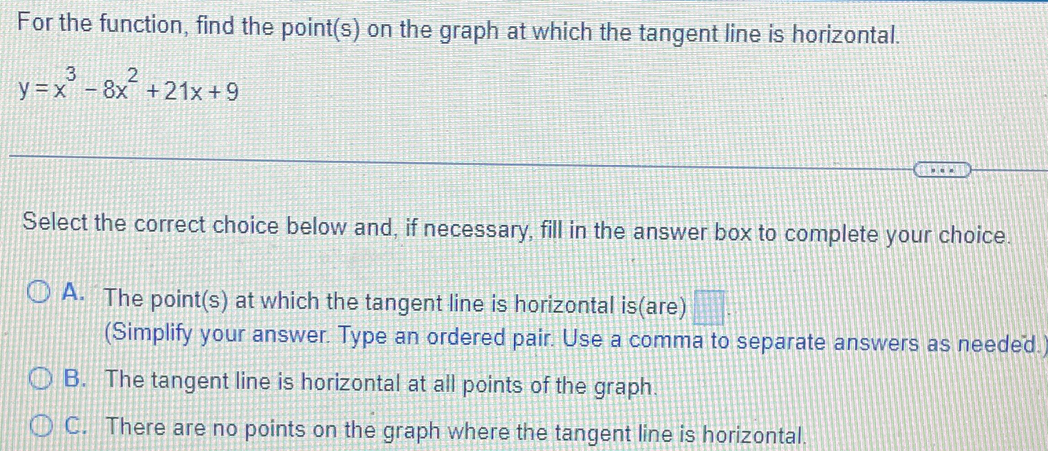Solved For the function, find the point(s) ﻿on the graph at | Chegg.com