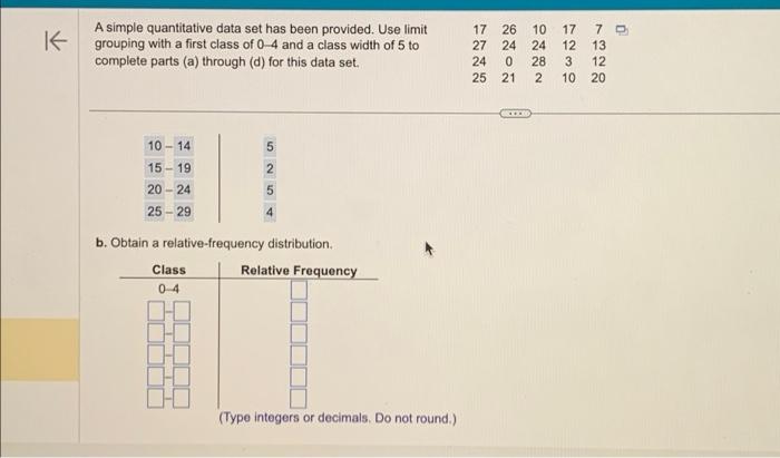Solved A simple quantitative data set has been provided. Use | Chegg.com