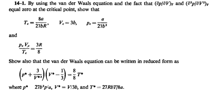 Solved 14-1. ﻿By using the van der Waals equation and the | Chegg.com