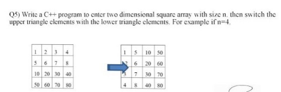 Solved (5) Write a C++ program to enter two dimensional | Chegg.com