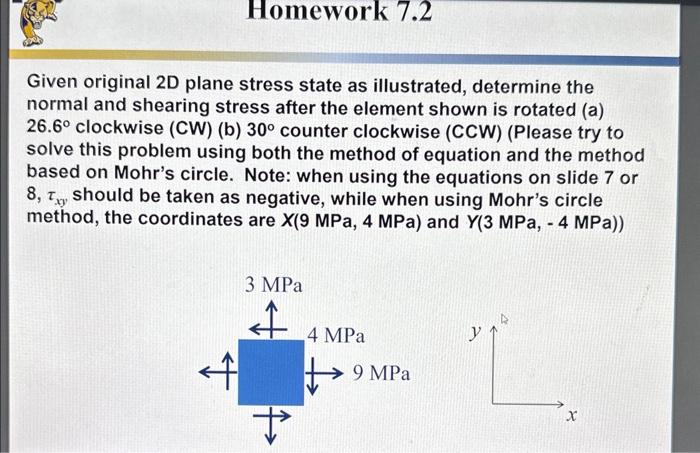 Solved Given original 2D plane stress state as illustrated, | Chegg.com