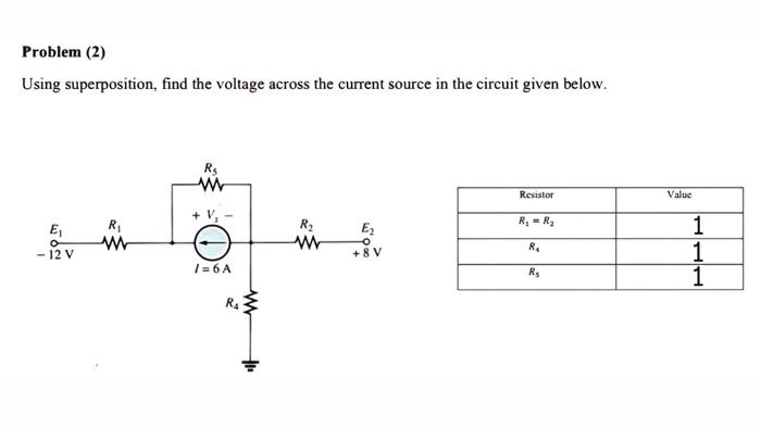Solved Using superposition, find the voltage across the | Chegg.com