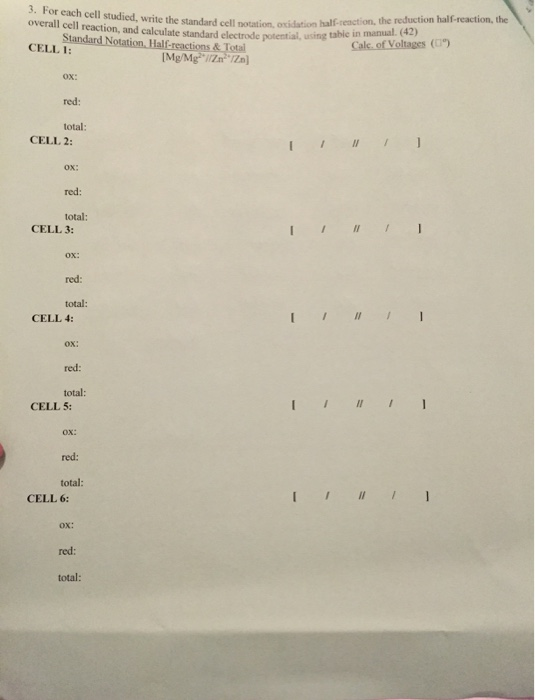 Solved 3. Write the standard cell notation, oxidation | Chegg.com