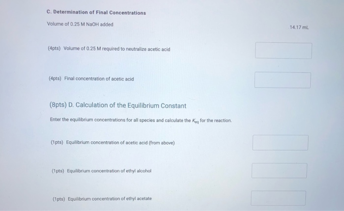 A. Determination of initial concentrations Volume of | Chegg.com