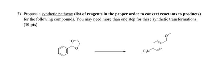 Solved 3) Propose a synthetic pathway (list of reagents in | Chegg.com