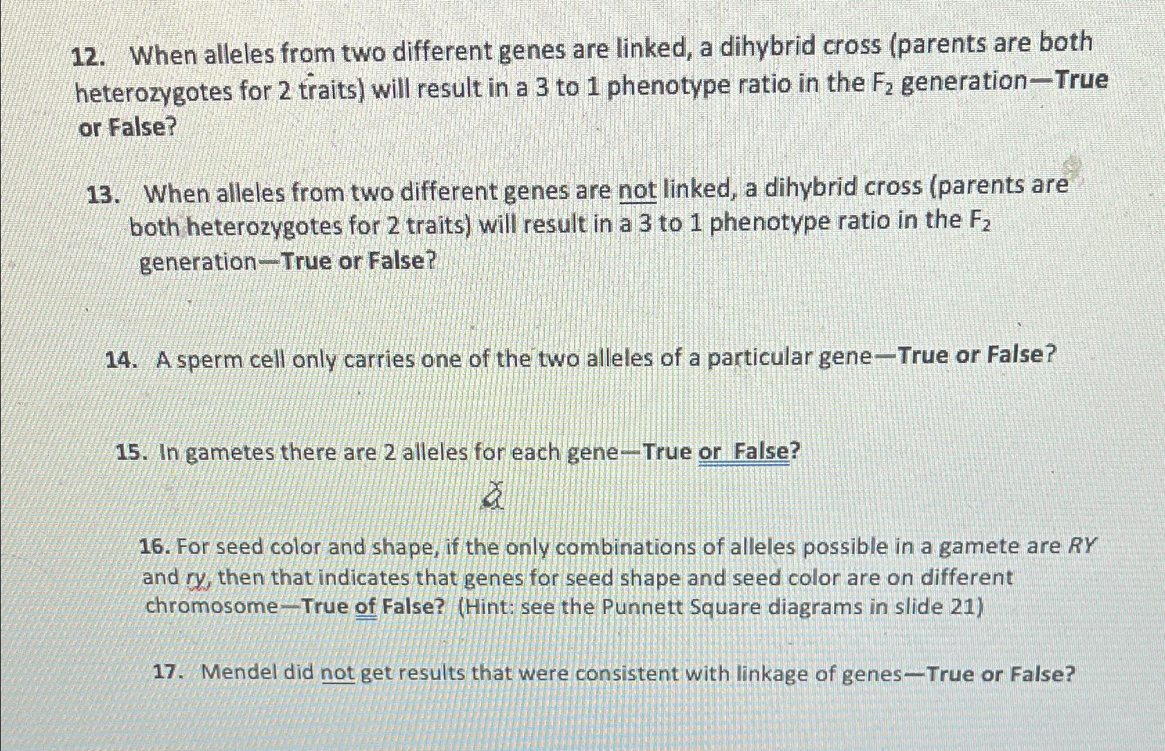 Solved When alleles from two different genes are linked, a | Chegg.com