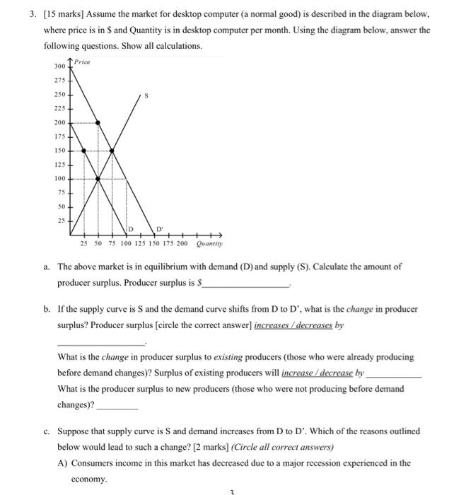 Solved 3. [15 marks] Assume the market for desktop computer | Chegg.com