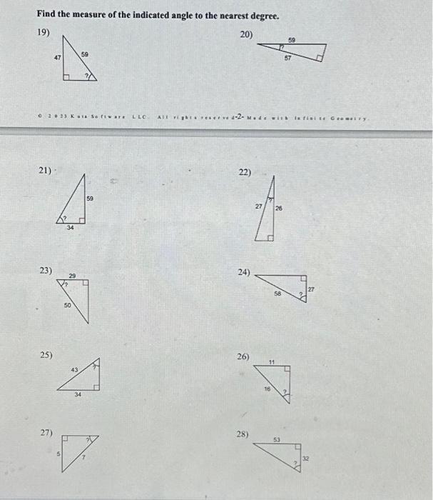 Solved Find The Measure Of The Indicated Angle To The