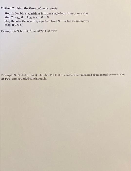 Solved Method 2: Using the One-to-One property Step 1: | Chegg.com