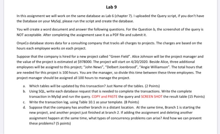 Lab 9 In this assignment we will work on the same | Chegg.com