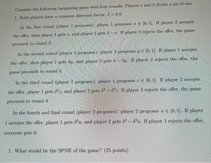 Solved Consider the following bargaining game with four | Chegg.com