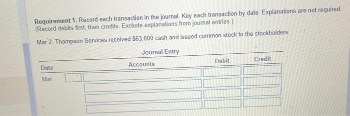 Solved Requirement 1. Record each transaction in the | Chegg.com