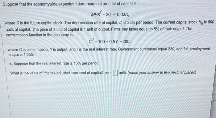 Solved Suppose that the economywide expected future marginal | Chegg.com
