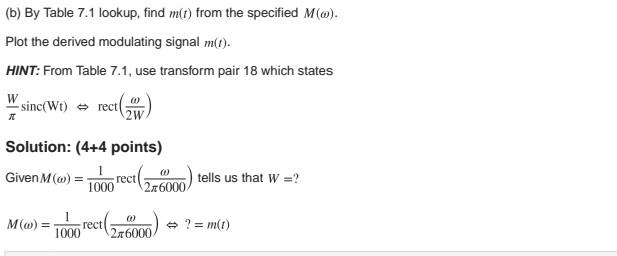 Solved A message signal m(t) with spectrum | Chegg.com