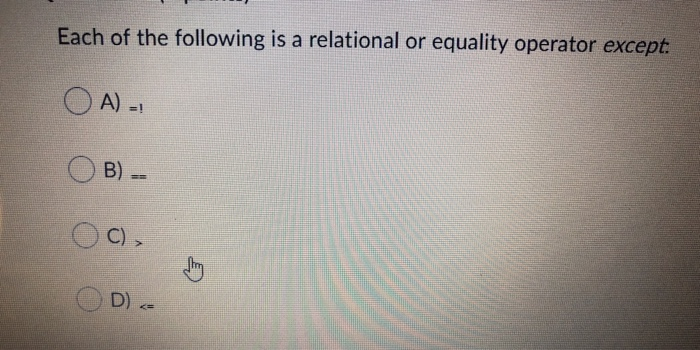 Solved Each of the following is a relational or equality | Chegg.com