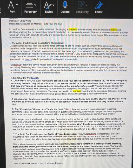 If clear and distinct ideas are reliably true, which | Chegg.com