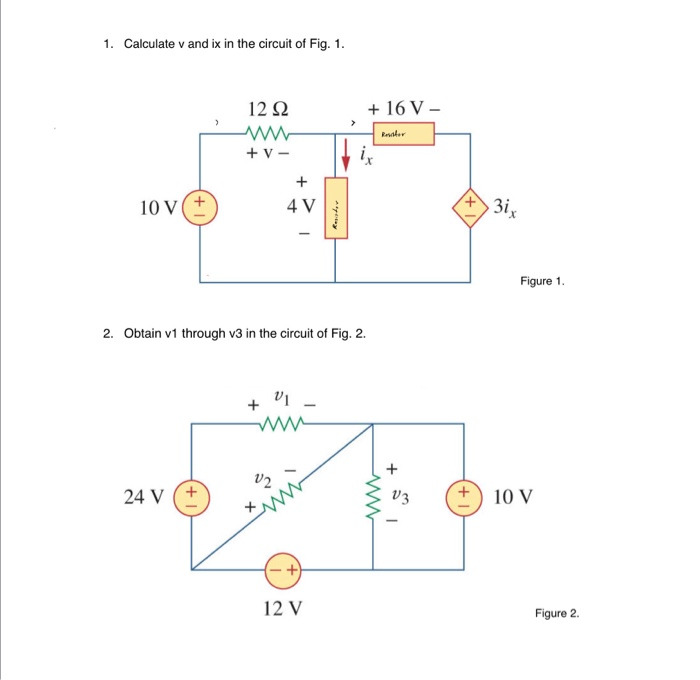 Solved 1. Calculate v and ix in the circuit of Fig. 1. 12 S2 | Chegg.com