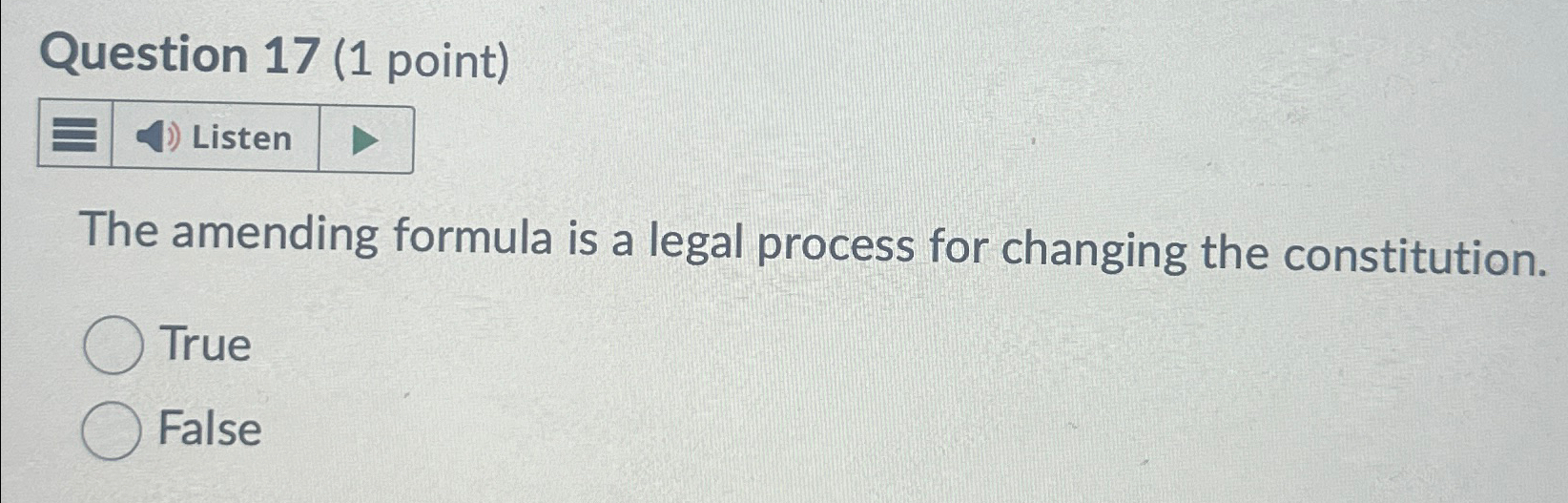 Solved Question 17 (1 ﻿point)ListenThe amending formula is a | Chegg.com