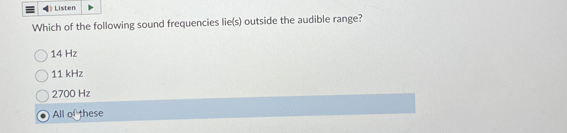 Solved Which of the following sound frequencies lie(s) | Chegg.com