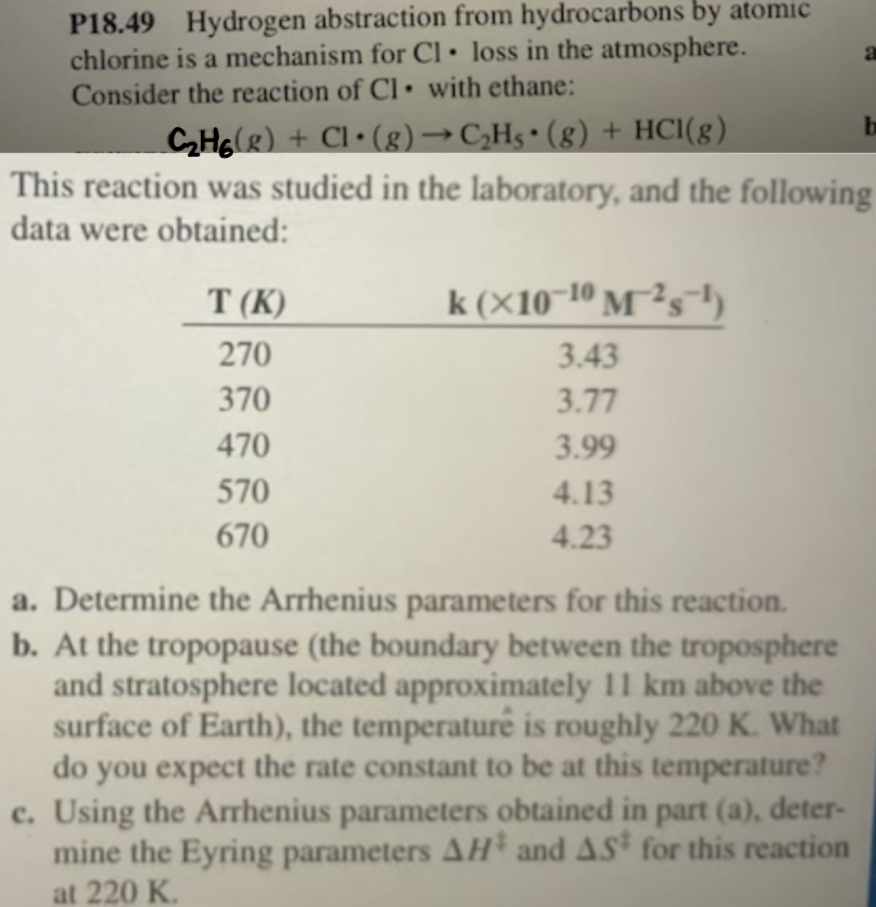 Solved P18.49 ﻿Hydrogen abstraction from hydrocarbons by | Chegg.com