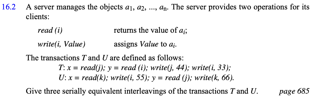 Solved 16.2 ﻿A server manages the objects a1,a2,dots,an. | Chegg.com