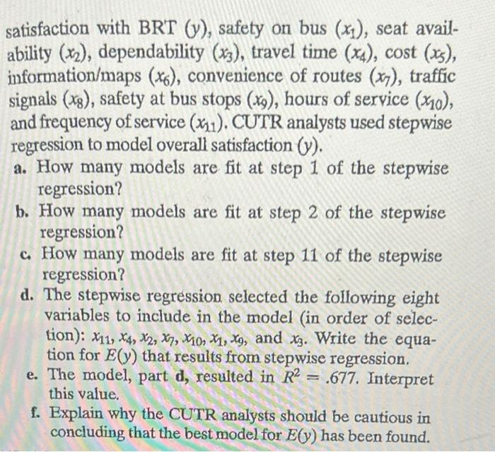 Solved 12.117 Bus Rapid Transit study. Bus Rapid Transit | Chegg.com