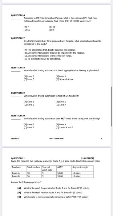 Solved QUESTION 16 According to ITE Trip Generation Manual, | Chegg.com