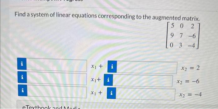 Solved Find a system of linear equations corresponding to | Chegg.com