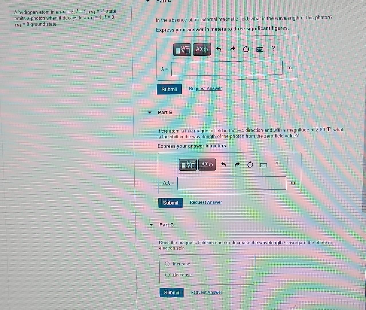 Solved A hydrogen atom in an n=2,l=1,ml=−1 state emits a | Chegg.com