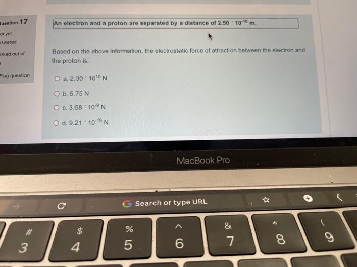 Solved An electron and a proton are separated by a distance | Chegg.com