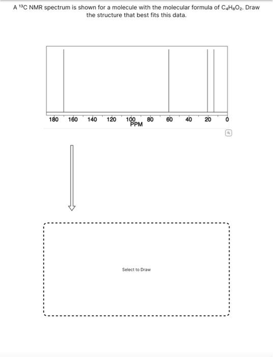 Solved A 13C NMR spectrum is shown for a molecule with the | Chegg.com