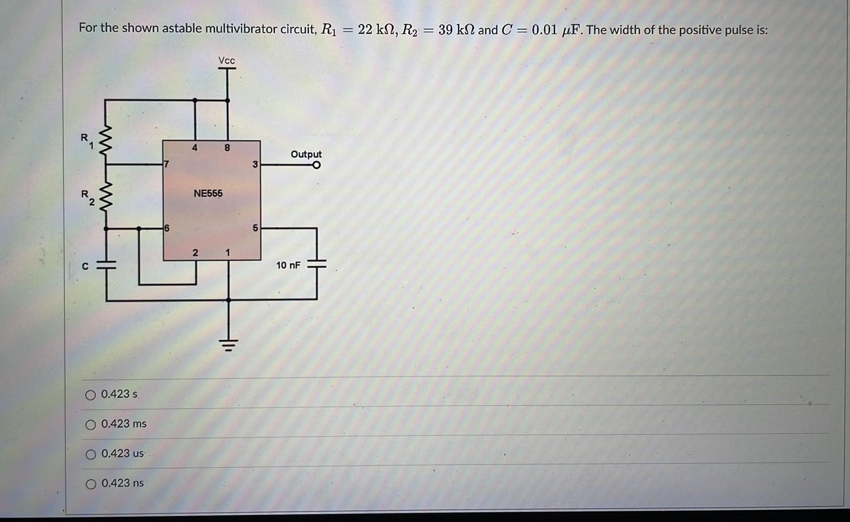 Solved For the shown astable multivibrator circuit, | Chegg.com