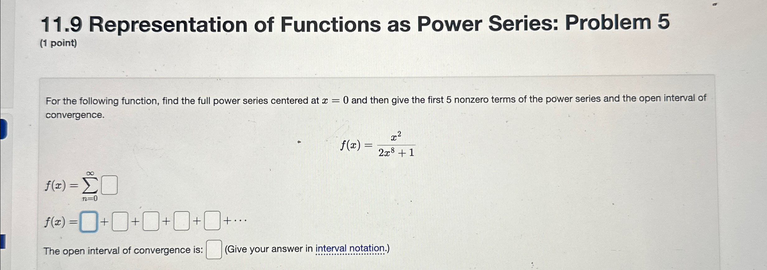 Solved 11.9 ﻿Representation of Functions as Power Series: | Chegg.com
