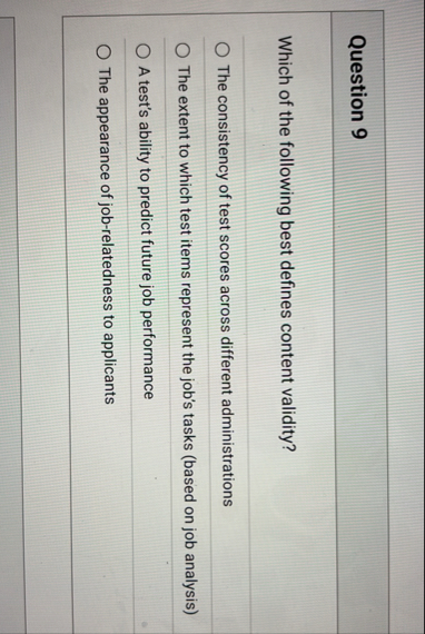 Solved Question 9Which of the following best defines content | Chegg.com