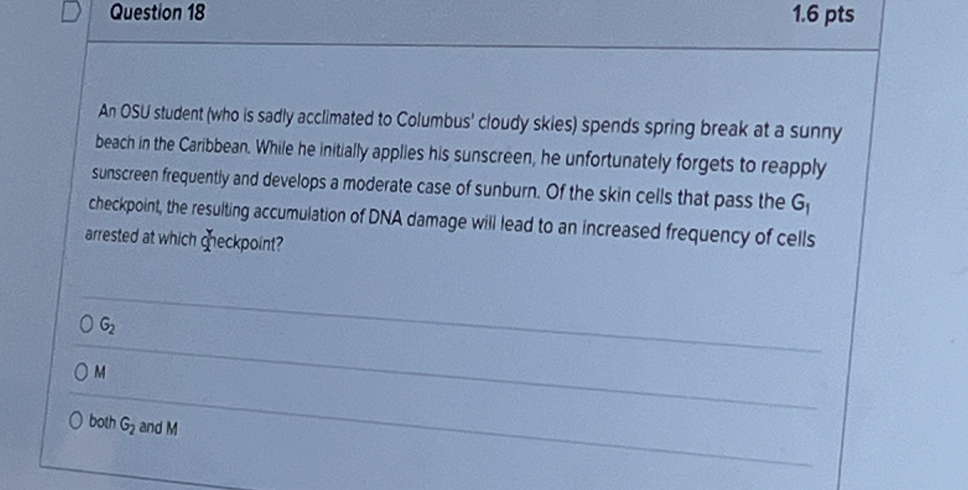 Solved Question 181.6 ﻿ptsAn OSU student (who is sadly | Chegg.com