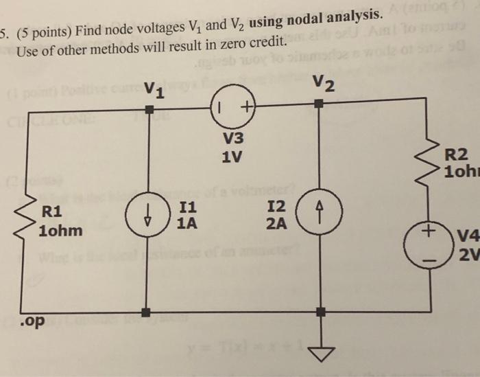 Solved (5 points) Find node voltages V1 and V2 using nodal | Chegg.com