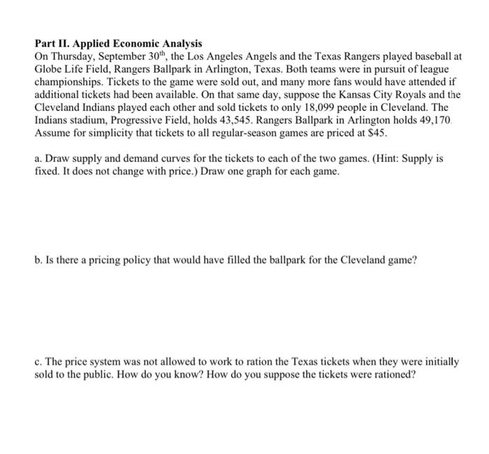 Solved Part II. Applied Economic Analysis On Thursday, | Chegg.com