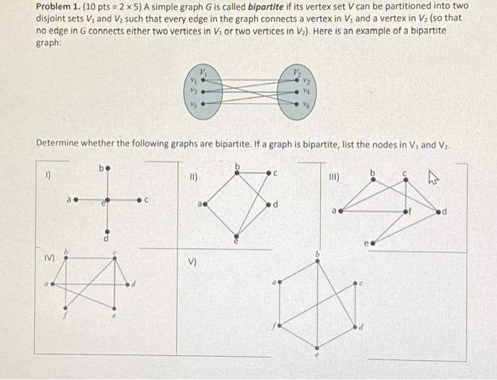 Solved Problem 1 . (10 pts =2×5) A simple graph G is called | Chegg.com