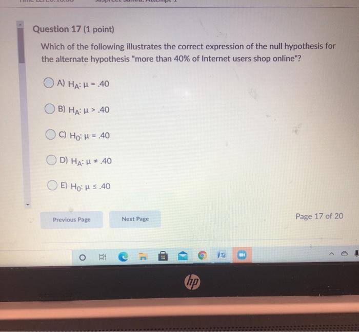 Solved Question 17 (1 point) Which of the following | Chegg.com