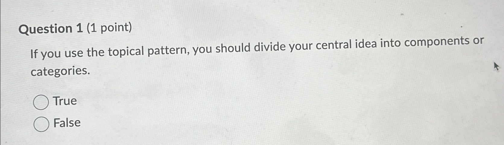 Solved Question 1 (1 ﻿point)If you use the topical pattern, | Chegg.com