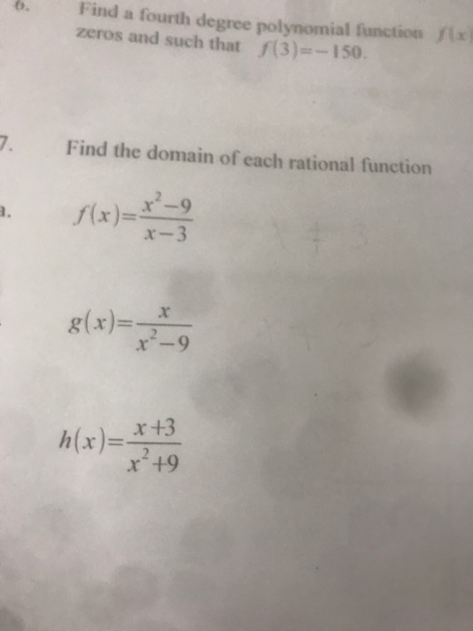 Solved Find a fourth degree polynomial function / zeros and | Chegg.com
